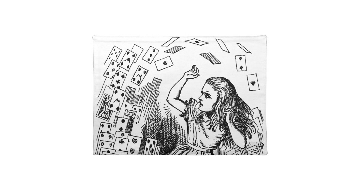 Vintage Alice in Wonderland, Playing Cards Flying Cloth Placemat | Zazzle