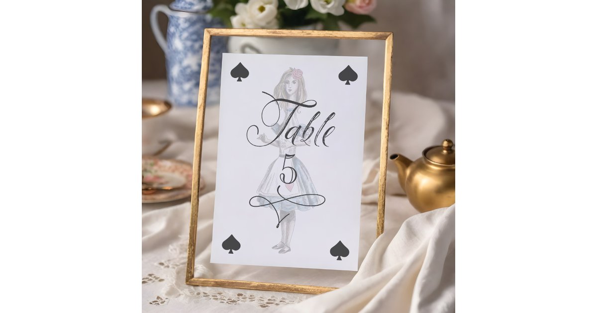 Vintage Alice in Wonderland Tall Alice Character Table Number | Zazzle