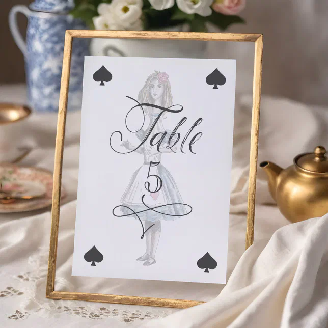 Vintage Alice in Wonderland Tall Alice Character Table Number | Zazzle