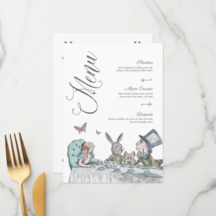 Vintage Alice in Wonderland Tea Party Menu | Zazzle.com