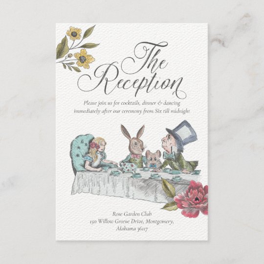 Vintage Alice In Wonderland Wedding Reception Enclosure Card | Zazzle.com