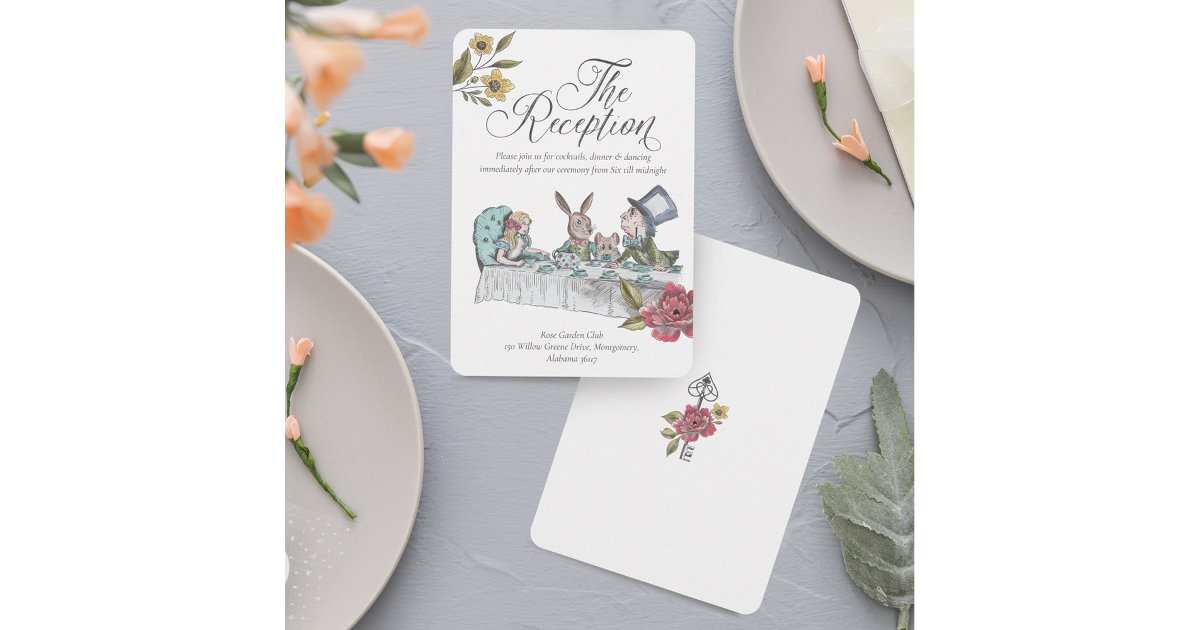 Vintage Alice In Wonderland Wedding Reception Enclosure Card | Zazzle