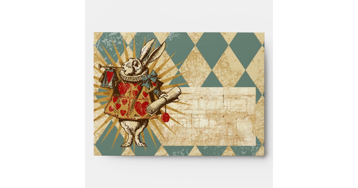 Vintage Alice White Rabbit A7 Envelopes | Zazzle