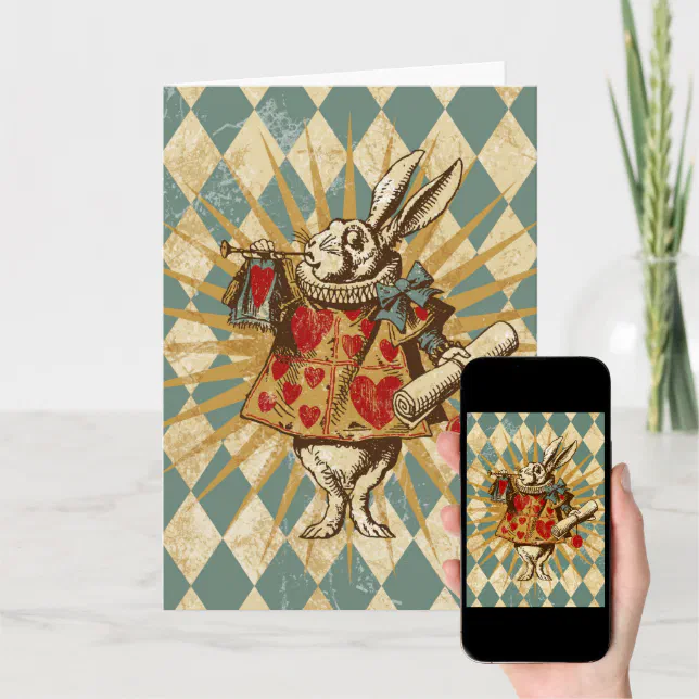 Vintage Alice White Rabbit Card | Zazzle