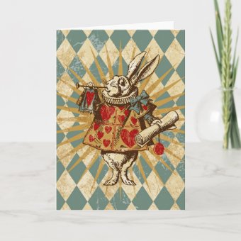Vintage Alice White Rabbit Card | Zazzle
