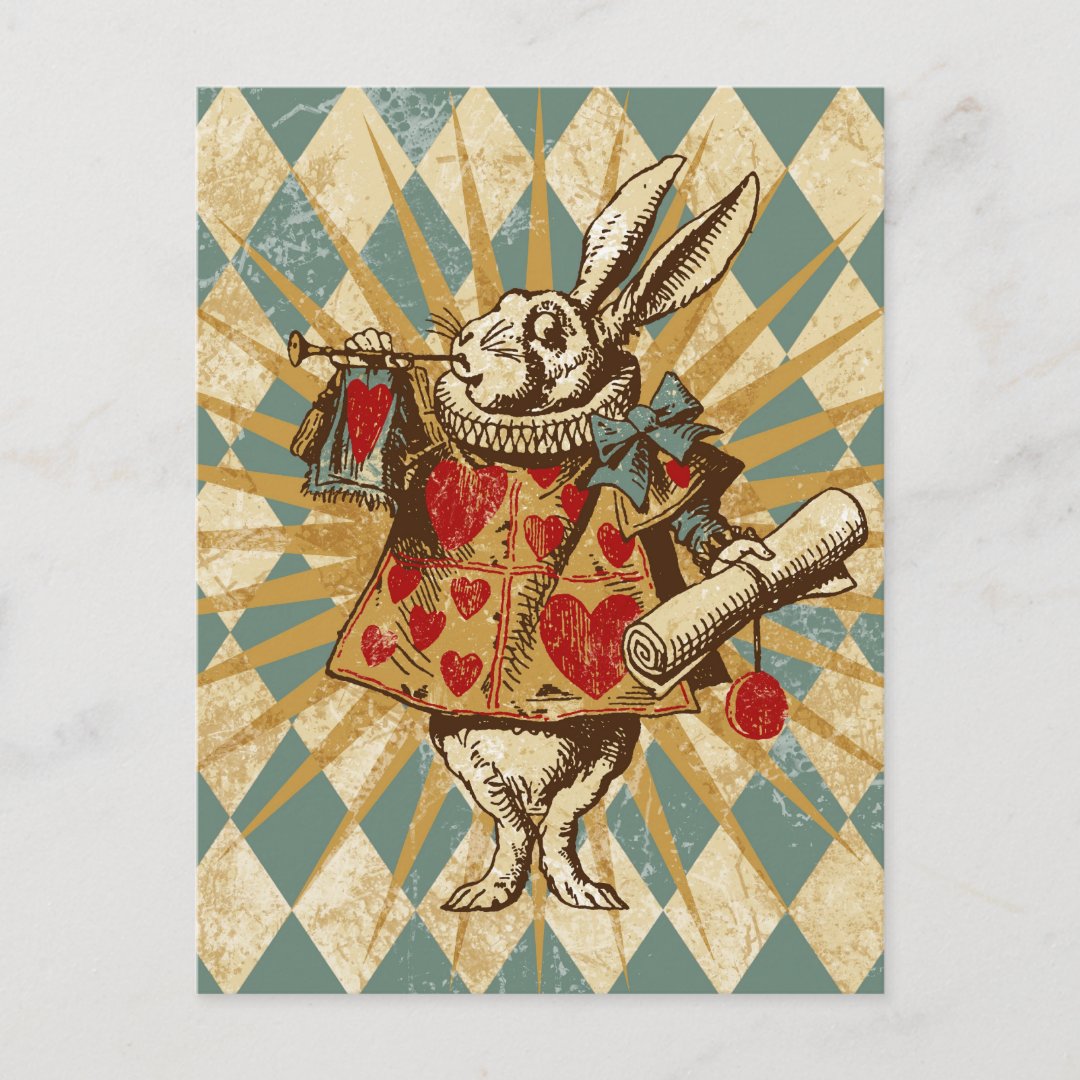 Vintage Alice White Rabbit Postcard | Zazzle
