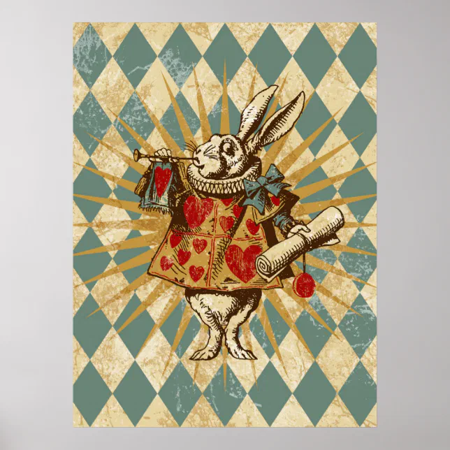 Vintage Alice White Rabbit Poster | Zazzle