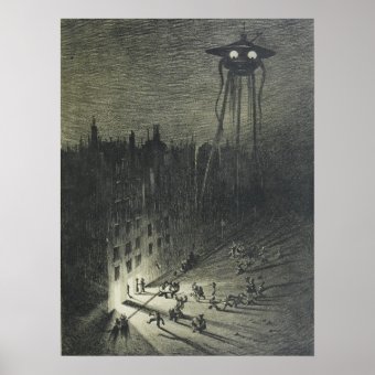 Vintage Alien Invasion Illustration Poster | Zazzle