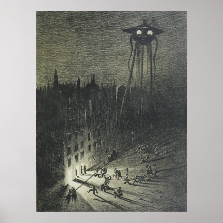 Vintage Alien Invasion Illustration Poster | Zazzle