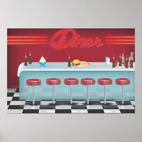 Vintage All American Diner Poster | Zazzle.com