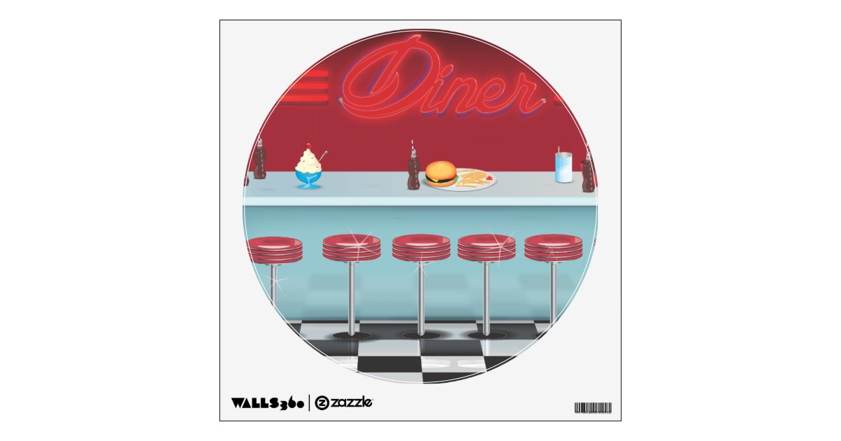 Vintage All American Diner Wall Sticker | Zazzle