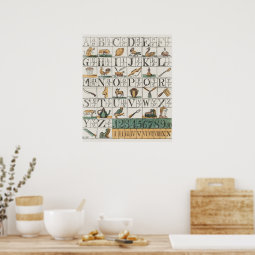 Vintage Alphabet And Numbers Poster | Zazzle