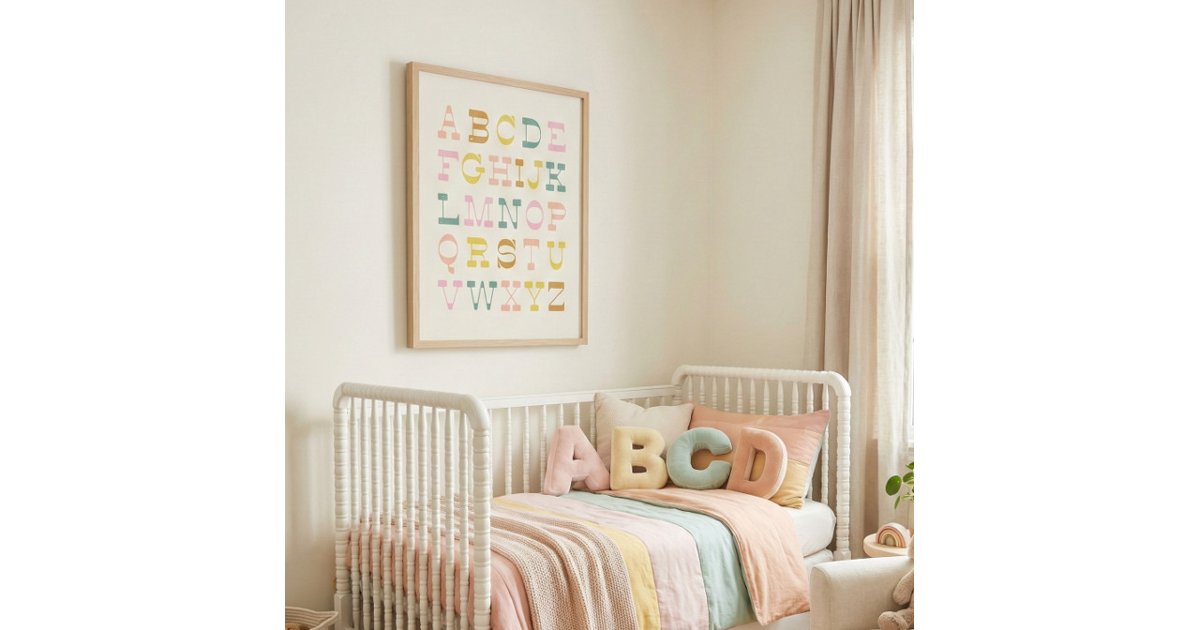 Vintage Alphabet in Pastel Colors Poster | Zazzle