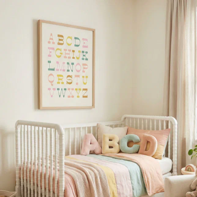 Vintage Alphabet in Pastel Colors Poster | Zazzle