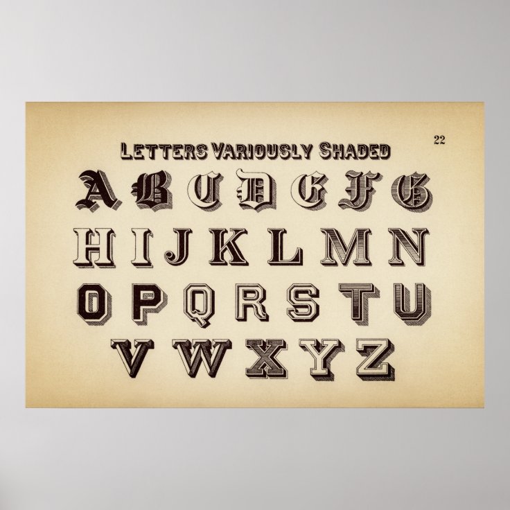 Vintage Alphabet Poster | Zazzle