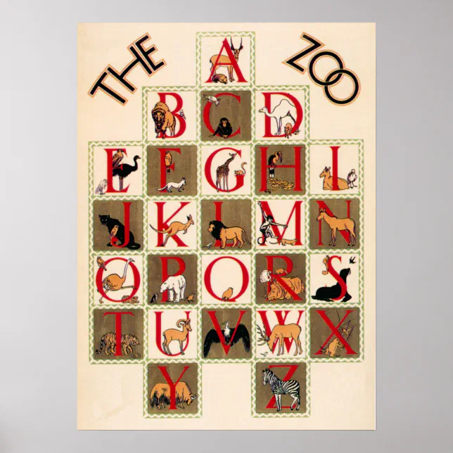 Vintage Alphabet Zoo Poster | Zazzle