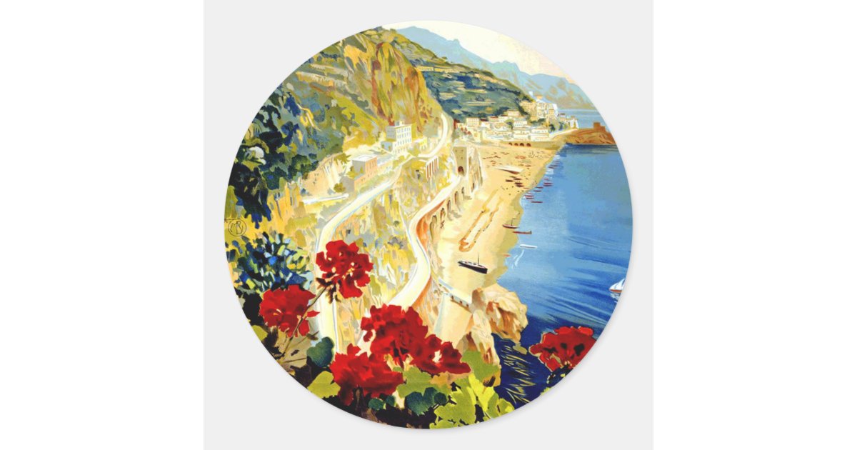 Vintage Amalfi Italy Europe Travel Classic Round Sticker | Zazzle