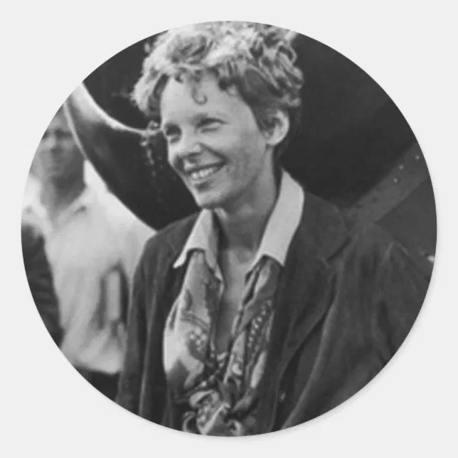 Vintage Amelia Earhart Photo Portrait Classic Round Sticker | Zazzle
