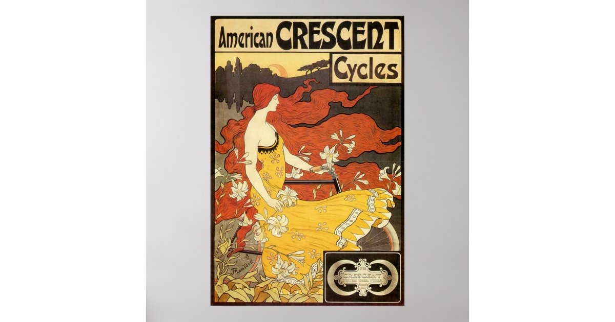 Vintage American Crescent Cycles Advertisement Poster | Zazzle