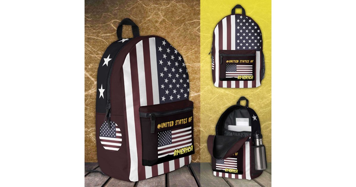 Vintage American Flag backpack, patriotic USA Printed Backpack | Zazzle