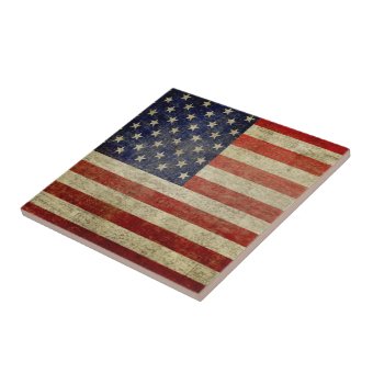Vintage American Flag Ceramic Tile | Zazzle