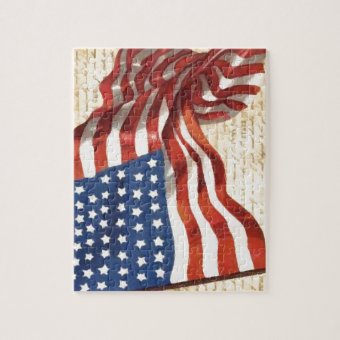 Vintage American Flag Illustration Jigsaw Puzzle | Zazzle