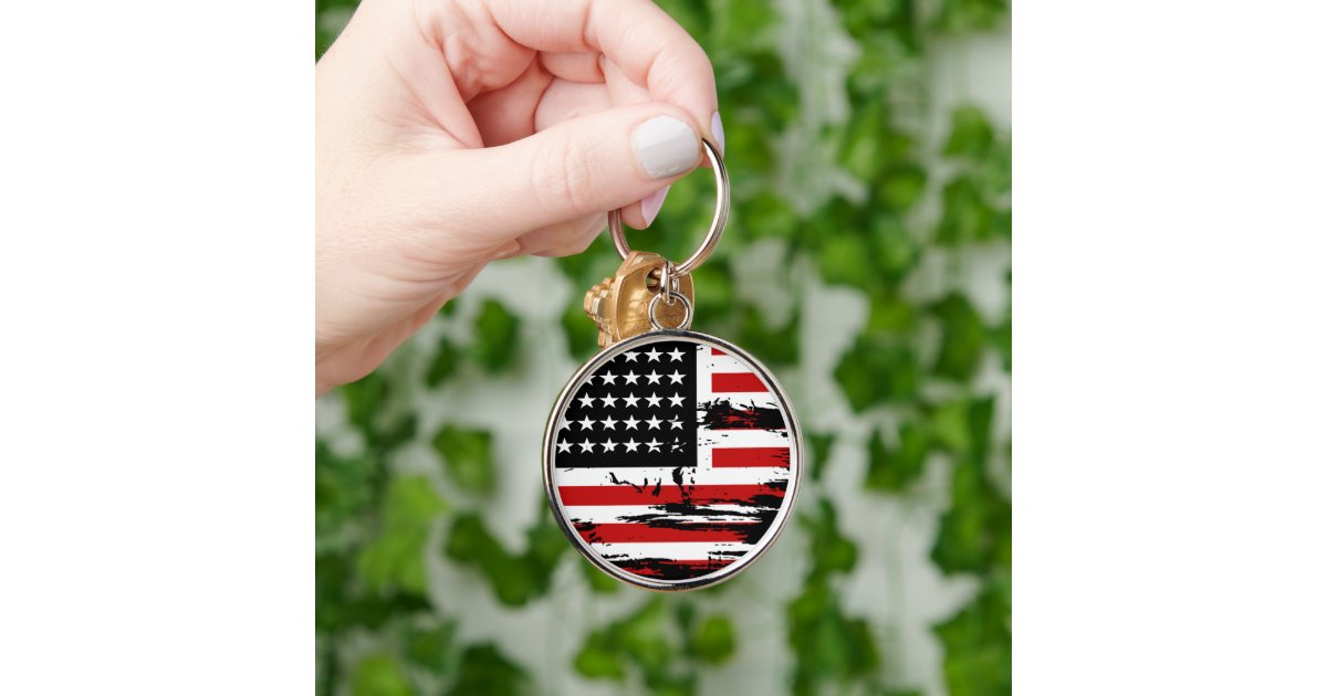 Vintage American Flag Keychain | Zazzle