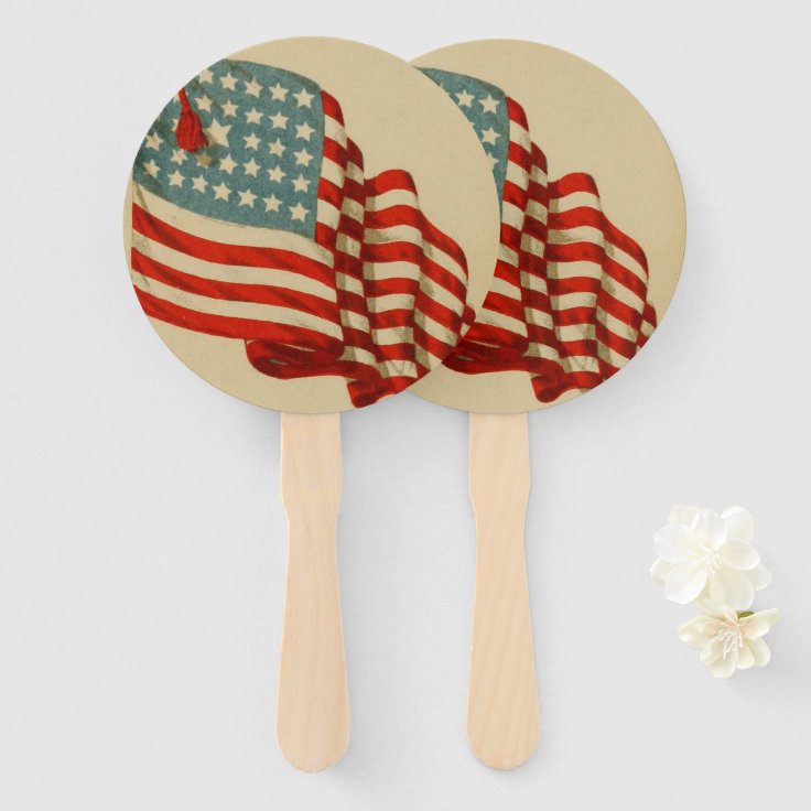 Vintage American Flag Patriotic Hand Fans | Zazzle