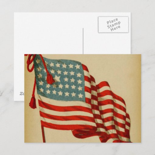 Vintage American Flag Postcard | Zazzle