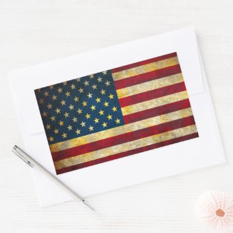 Vintage American Flag Rectangular Sticker | Zazzle