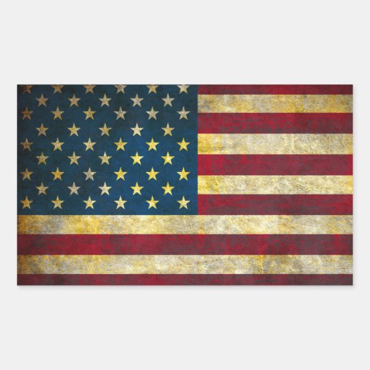 Vintage American Flag Rectangular Sticker | Zazzle.com