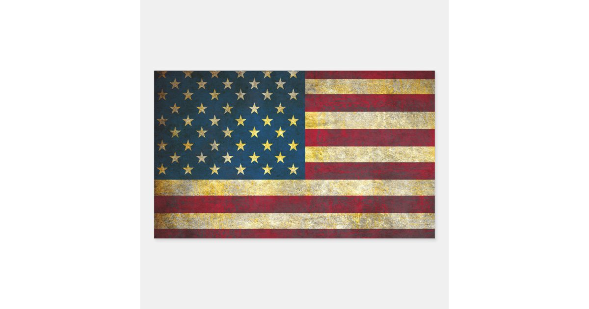 Vintage American Flag Rectangular Sticker | Zazzle