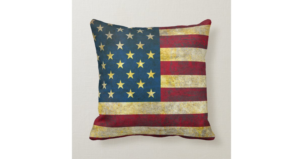 Vintage American Flag Throw Pillow | Zazzle.com