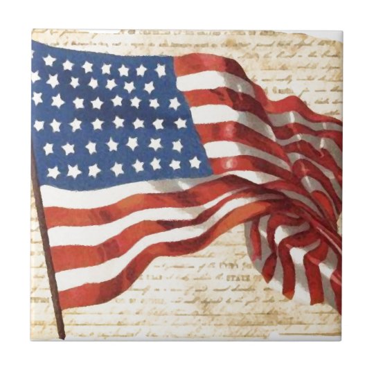 Vintage American Flag Tile | Zazzle.com