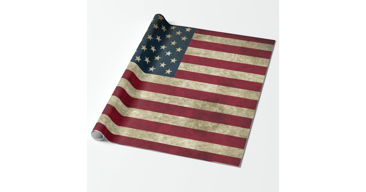 Vintage American Flag Wrapping Paper | Zazzle