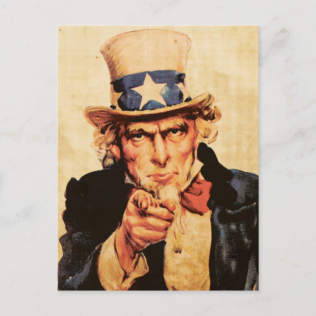 Vintage American Patriotic Uncle Sam Postcard | Zazzle