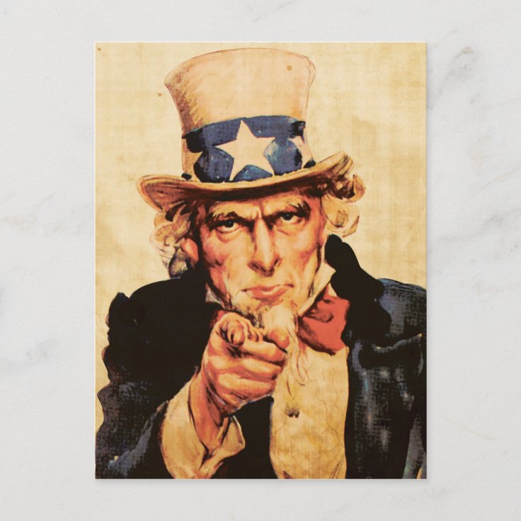 Vintage American Patriotic Uncle Sam Postcard | Zazzle