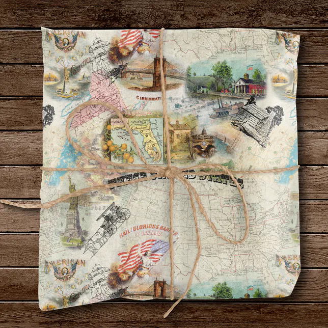 Vintage Americana Collage Tissue Paper | Zazzle