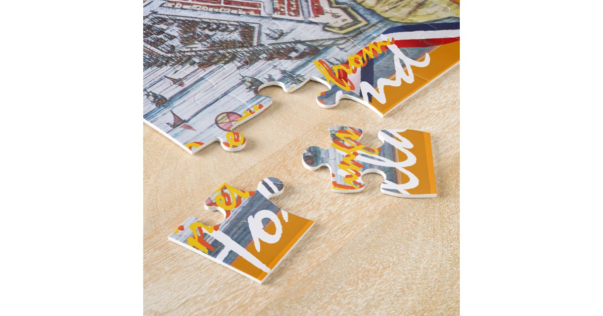 Vintage Amsterdam Map Greetings from Holland Jigsaw Puzzle | Zazzle