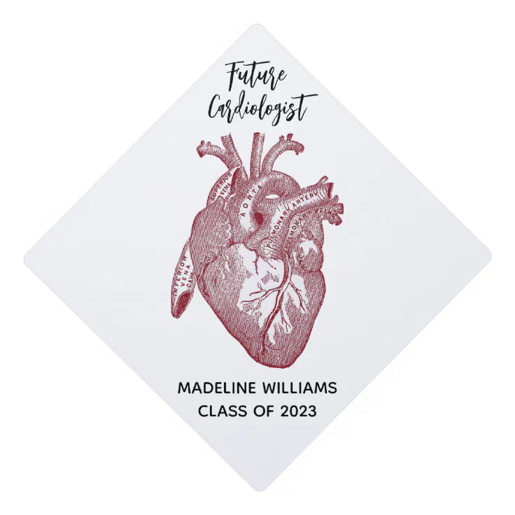 Vintage Anatomical Heart Future Cardiologist Graduation Cap Topper | Zazzle
