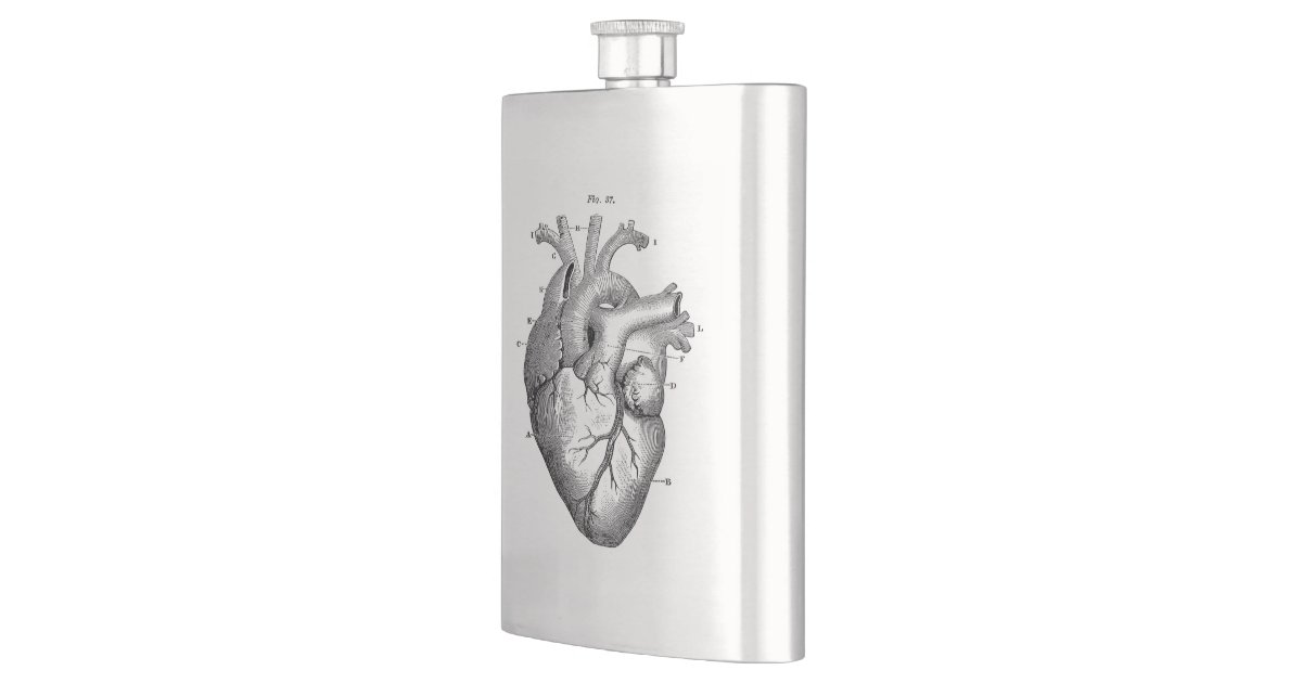Vintage Anatomical Human Heart Classic Flask | Zazzle