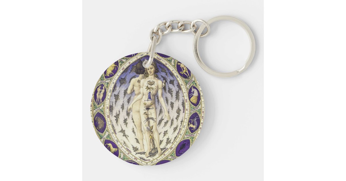 Vintage Anatomical Zodiac Signs Man Map Keychain | Zazzle