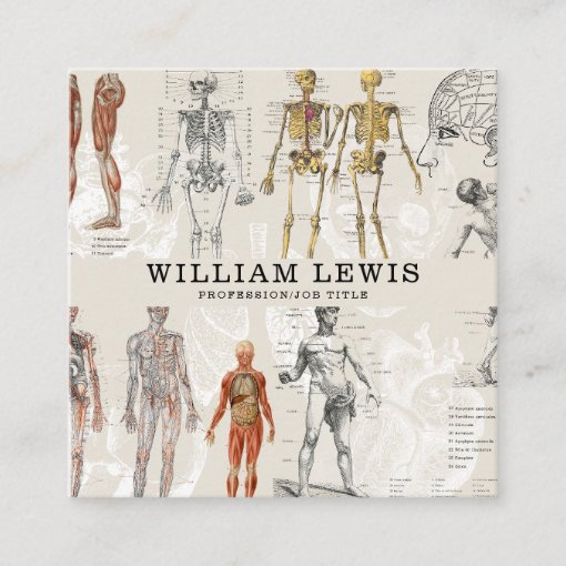 Vintage Anatomy Biology Art QR Code Social Media Square Business Card ...