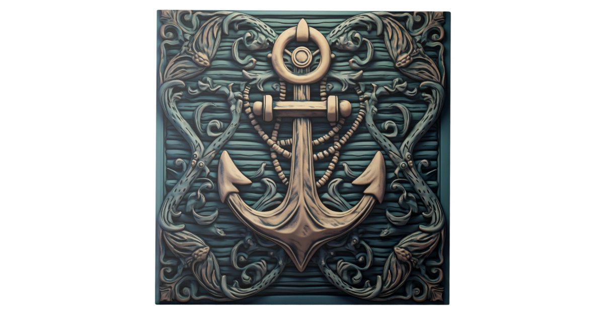 Vintage Anchor Marine Themed Ceramic Tile | Zazzle