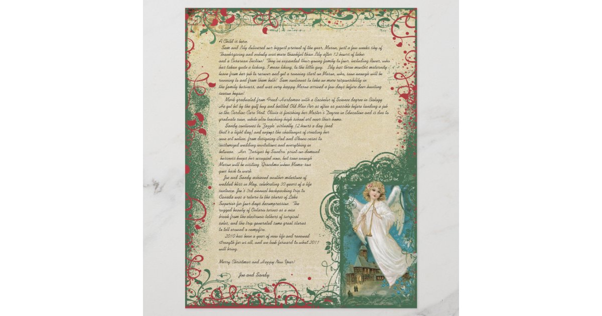 Vintage Angel Christmas Letter | Zazzle