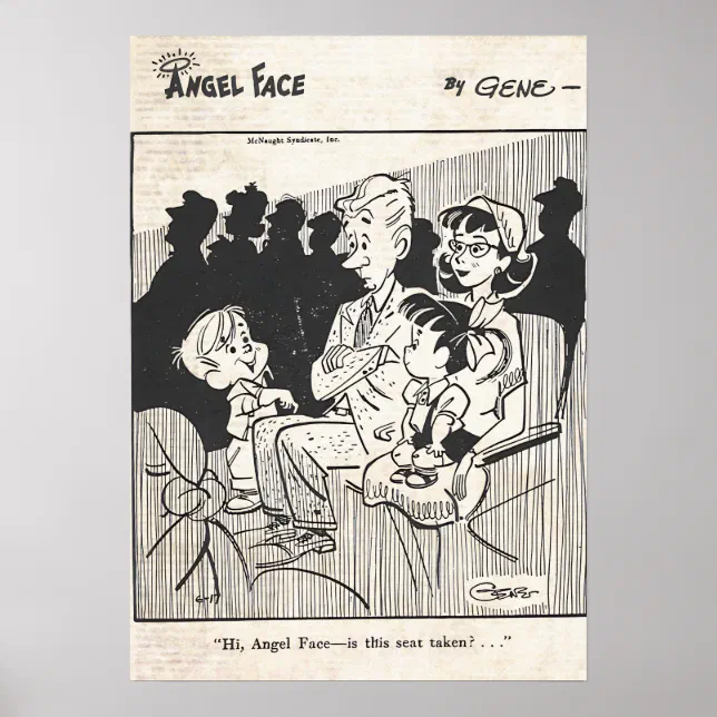 Vintage Angel Face Comic "Is this seat taken?" Poster | Zazzle