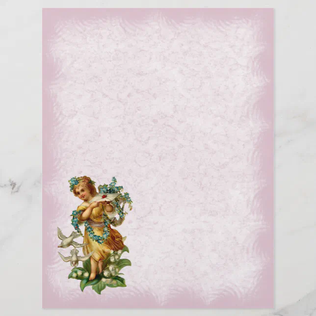 Vintage Angel Letterhead Stationery | Zazzle