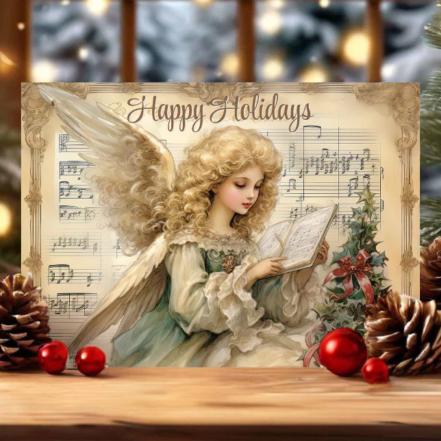 Vintage Angel Music Notes Christmas | Zazzle