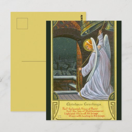 Vintage Angel Ringing Bell Christmas Postcard | Zazzle