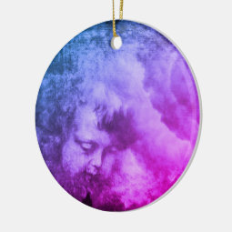 Vintage Angel & Stormy Heaven Sky (Christmas) Ceramic Ornament | Zazzle